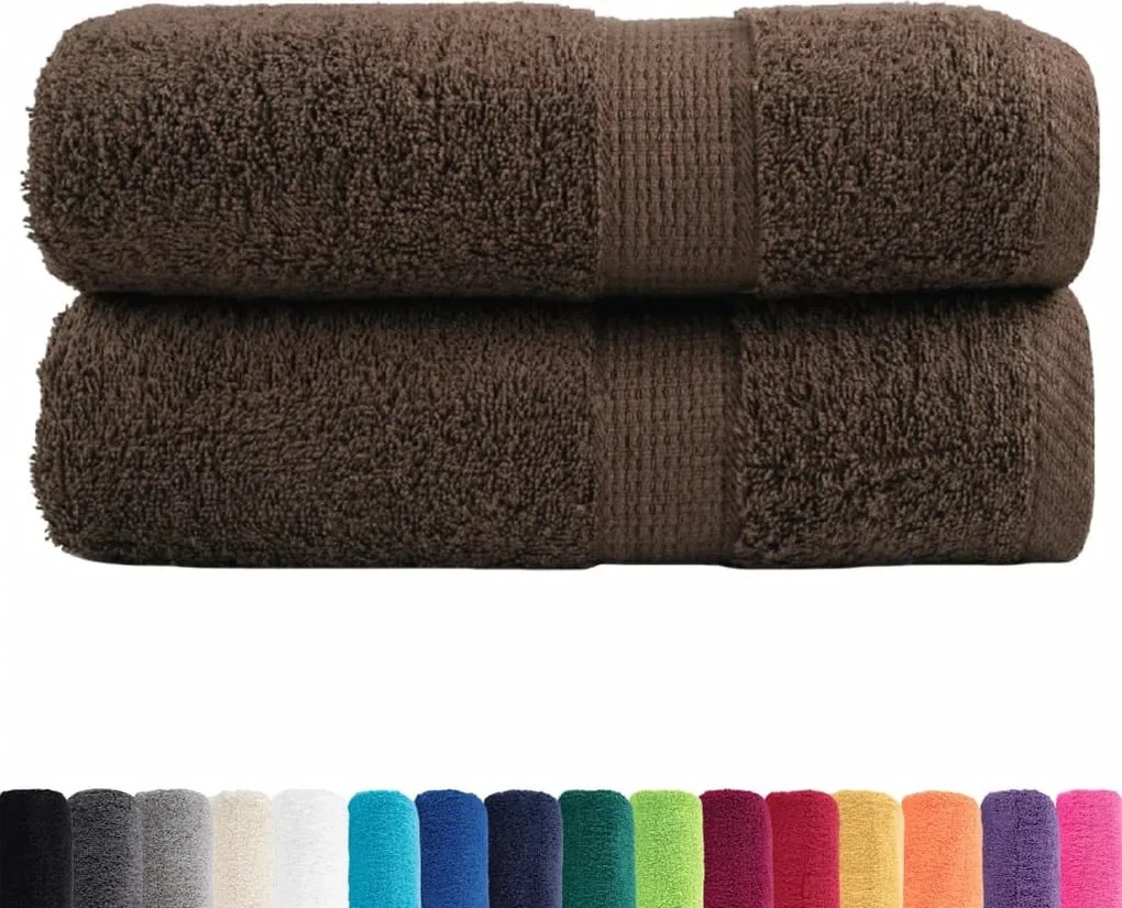 Prémiové ručníky pro hosty SOLUND 2 ks hnědé 30x50 cm 600 g/m² 137230