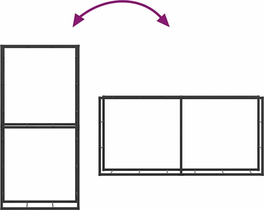 vidaXL Stojan na palivové dřevo černý 100x30x209 cm ocel [4018469]