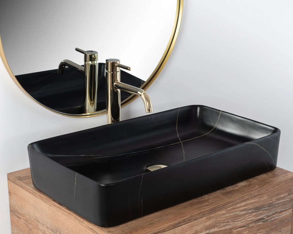 Rea Denis Black Stone umyvadlo, 62 x 35 cm, černá, REA-U6510