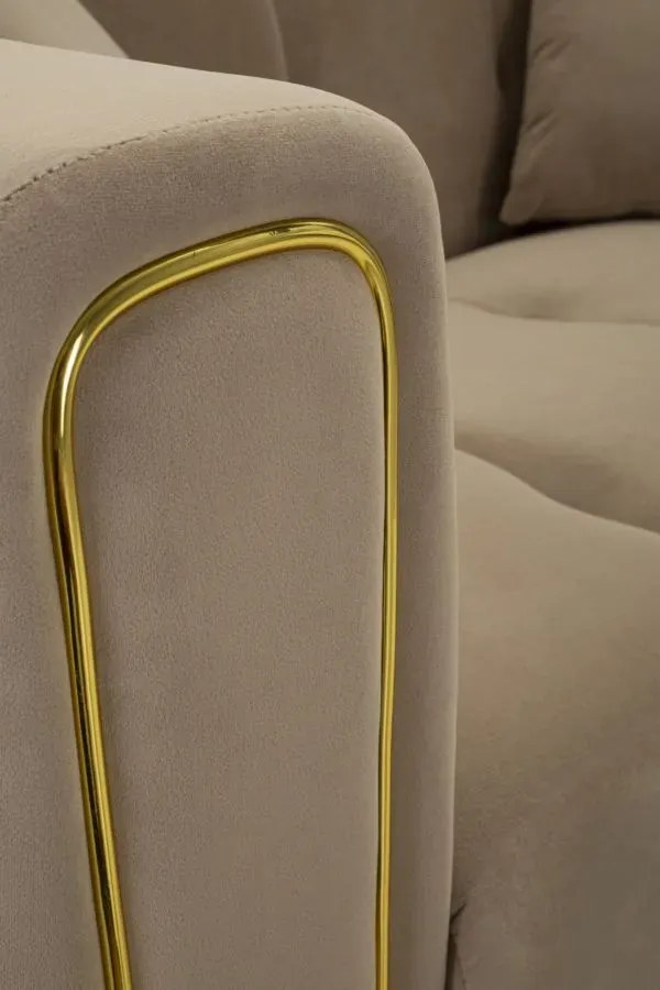 Dvoumístná pohovka Alma 155 cm taupe/zlatá