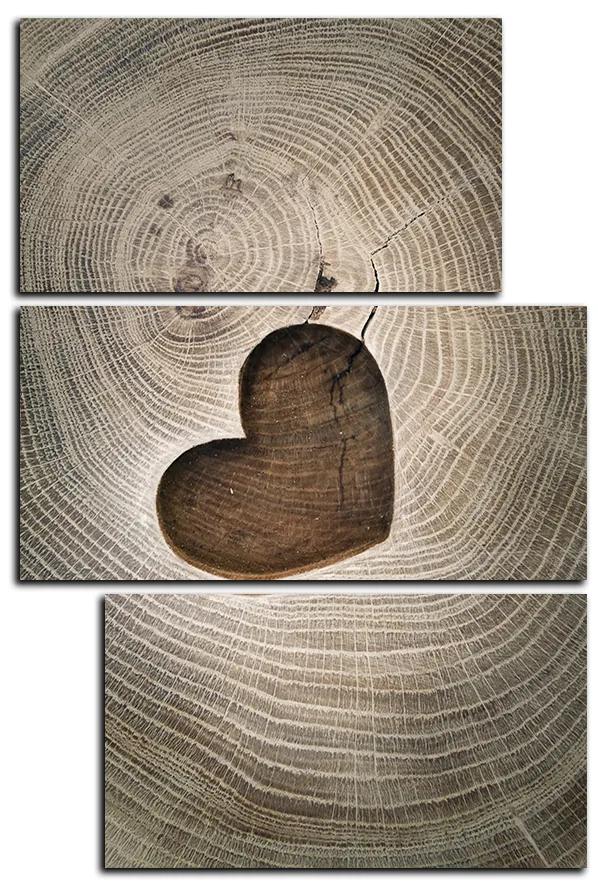 Obraz na plátně - Srdce na dřevěném pozadí - obdélník 7207D (105x70 cm)