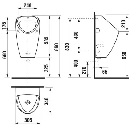 JIKA H8430600000001 - Pisoár GOLEM vnitřní přívod, zadní odpad keramika/bílá