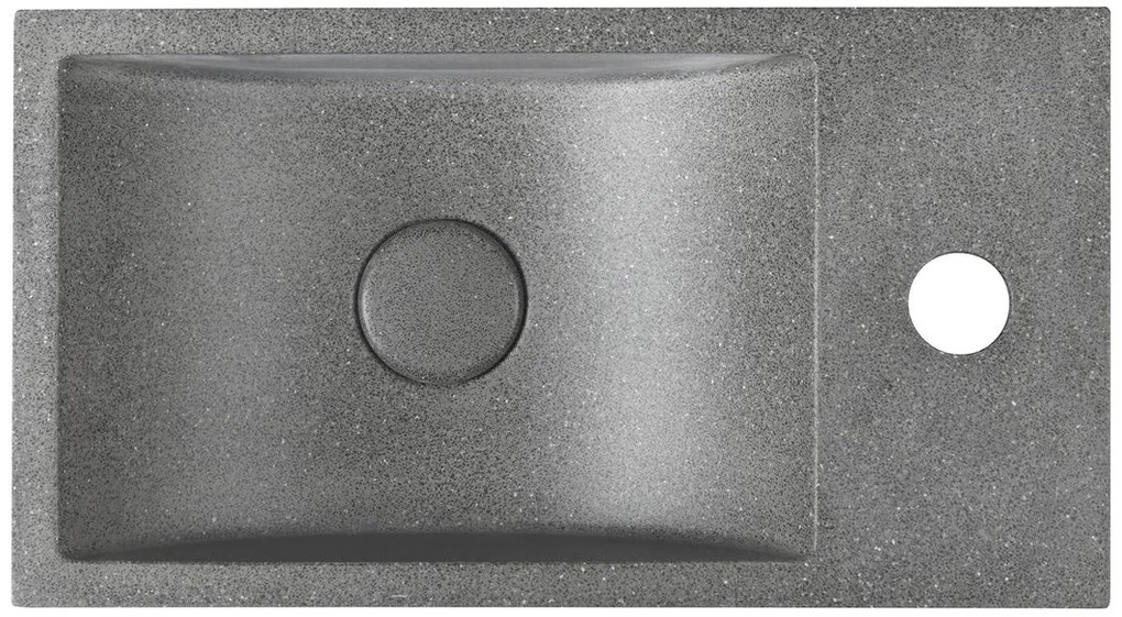 Sapho, CREST R betonové umyvadlo včetně výpusti, 40x22 cm, černý granit, AR409