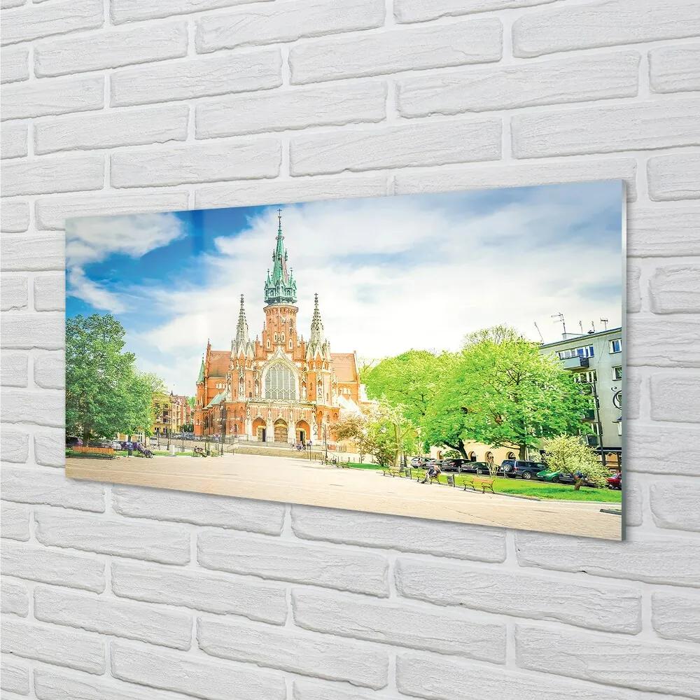 Obraz na skle Katedrála Krakow 120x60 cm