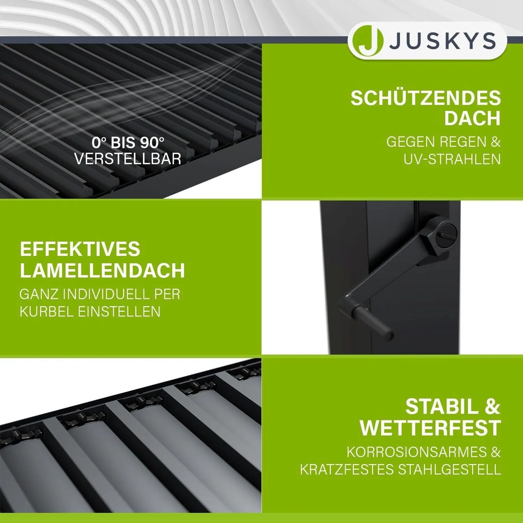 Juskys Lamelová pergola Tahiti 3 × 4 m s boční stěnou 4 m