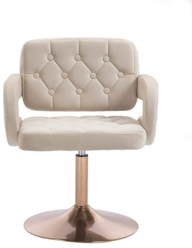 LuxuryForm DESIGN Otočná židle ADRIA VELUR na zlatém talíři - krémová