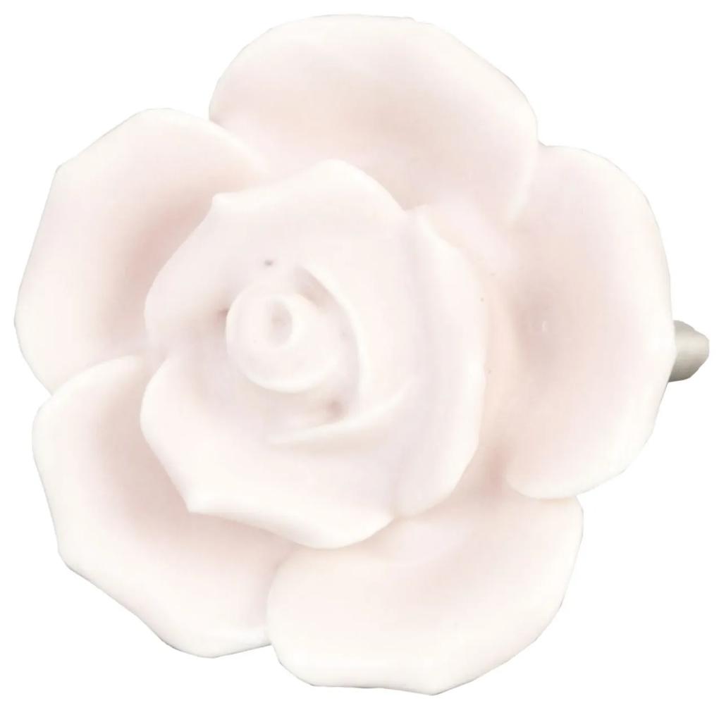 Keramická úchytka Růže světle růžová - Ø 4,5 cm