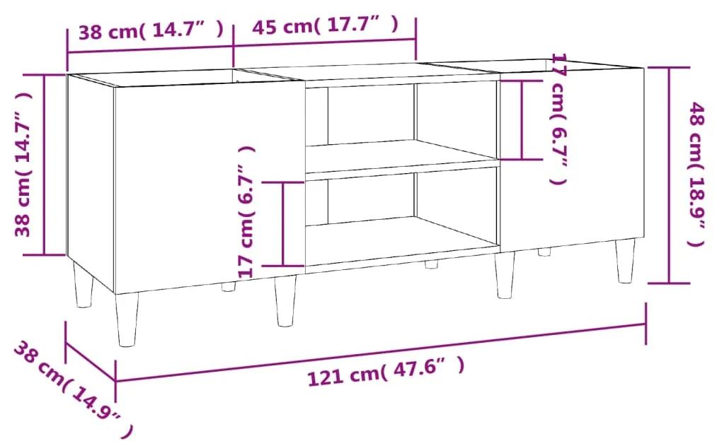 Skříňka na LP desky betonově šedá 121x38x48 cm kompozitní dřevo - Default Title
