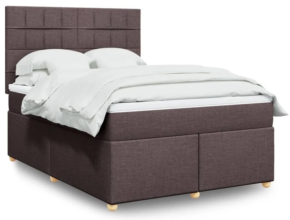 Box spring postel s matrací tmavě hnědá 140x190 cm textil 3291278