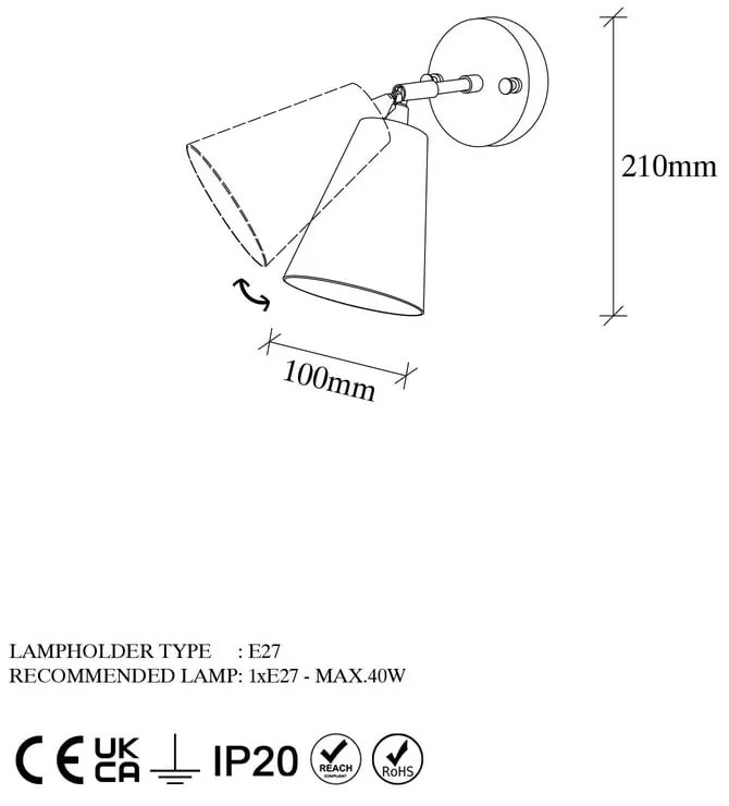 Černé/ve zlaté barvě nástěnné svítidlo ø 10 cm Evander – Opviq lights