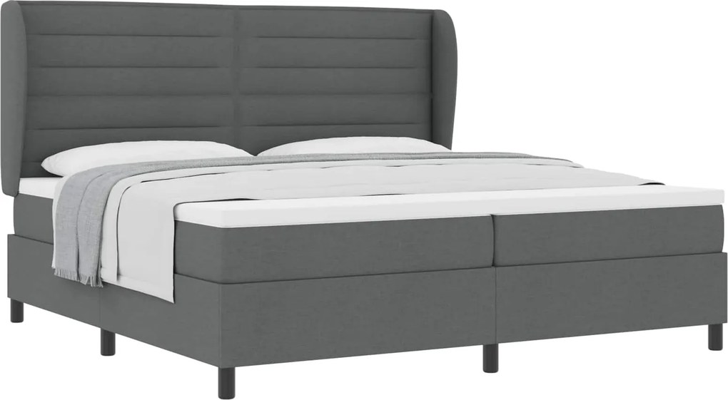 Postel s boxspringem s matrací Tmavě šedá 200 x 200 cm textil 3340523