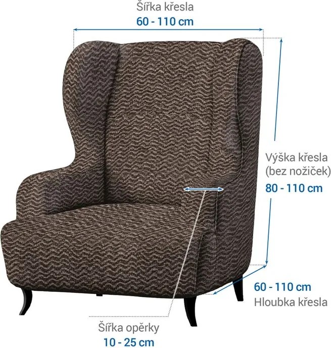 Bielastické potahy CRISTINA oříšková křeslo ušák (š. 60 - 110 cm)