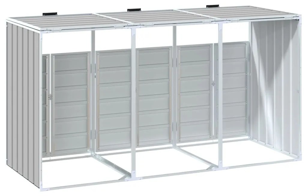 vidaXL Box na 3 popelnice šedý 216 x 81 x 115 cm ocel