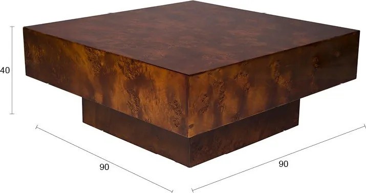 Konferenční stolek v dekoru ořechu v tmavě přírodní barvě 90x90 cm Quinn – Dutchbone