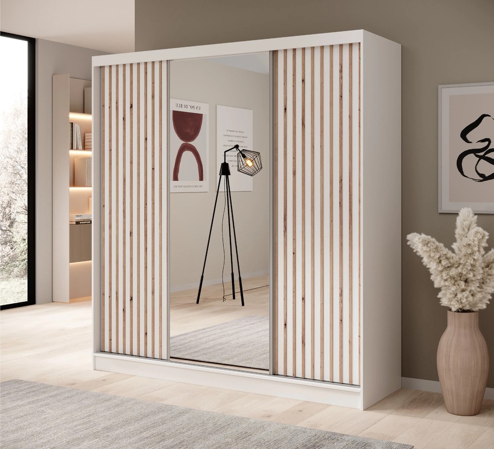 ADRK Furniture Šatní skříň s zrcadlem Ida 200 ADRK-SW-IDA-W-200