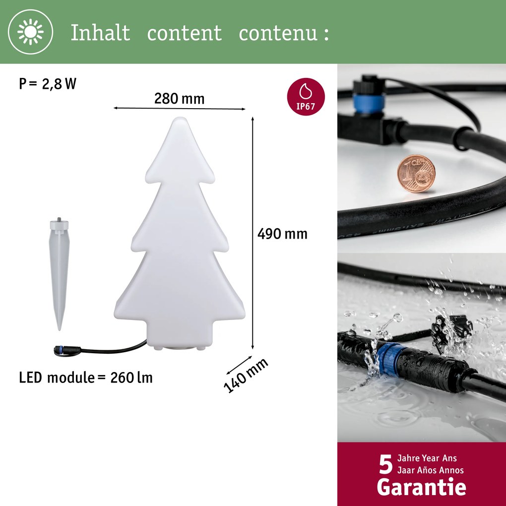 Paulmann 94185 Plug&Shine Tree, venkovní světelný objekt 2,8W LED 3000K, výška 49cm, IP67