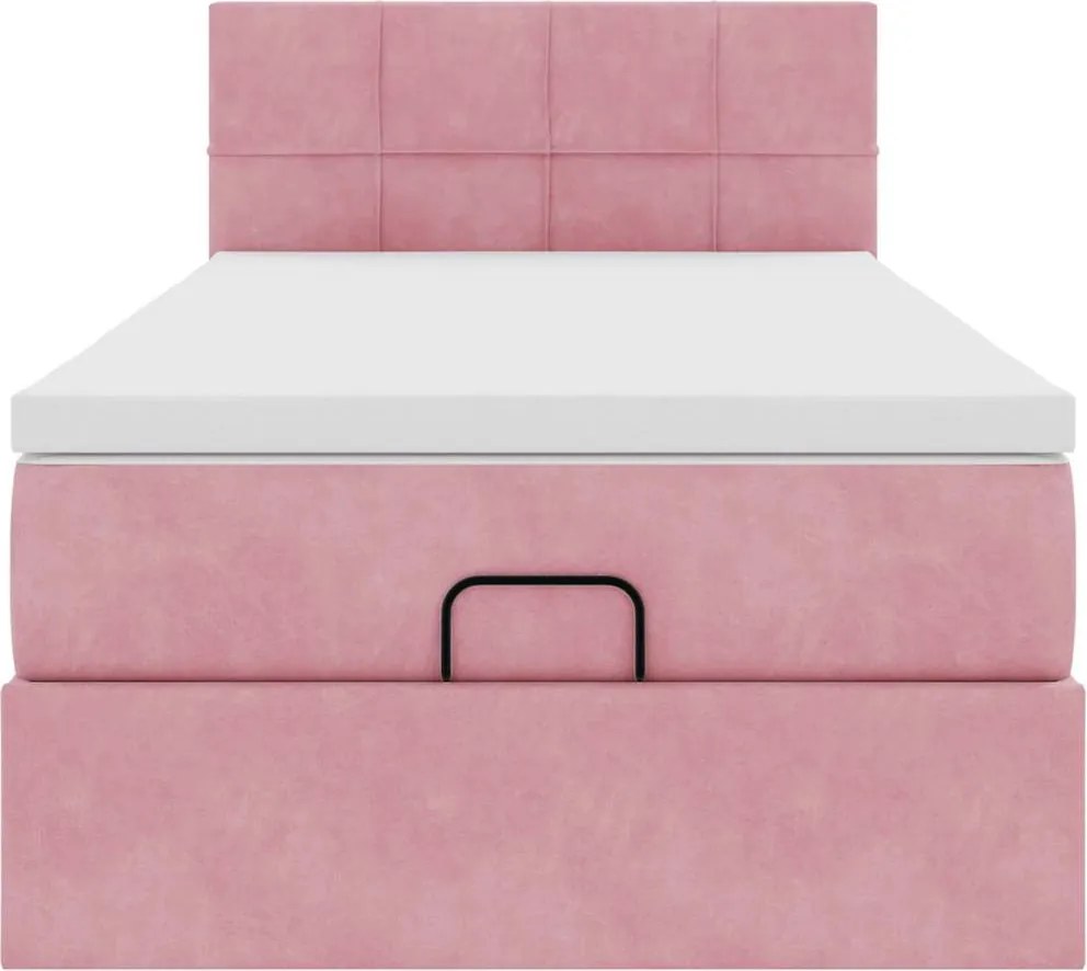 Osmanský rám postele s matrací růžová 80x200cm samet 3311740