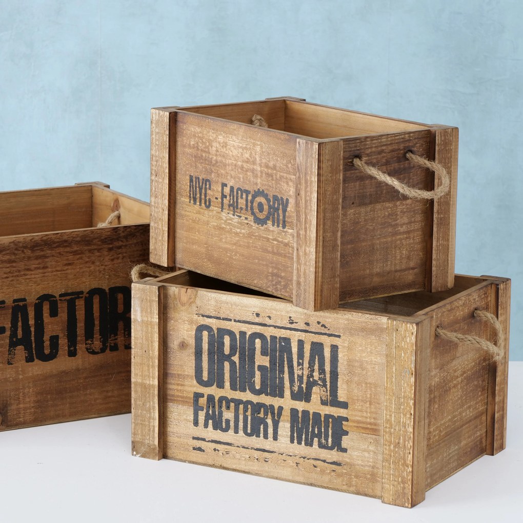 Boltze Dekorativní dřevěný box Factory Set 3 ks