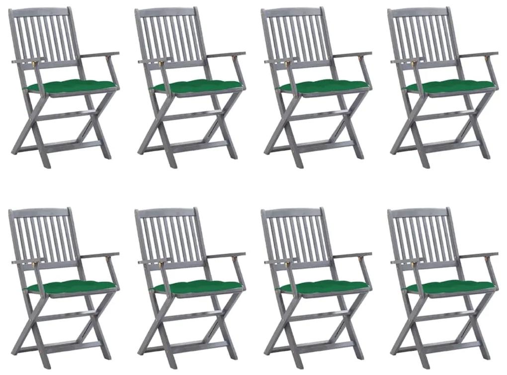 3078282 vidaXL Skládací zahradní židle s poduškami 8 ks masivní akácie