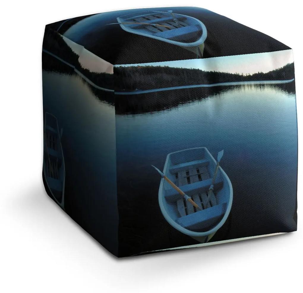 Sablio Taburet Cube Loďka na jezeře: 40x40x40 cm