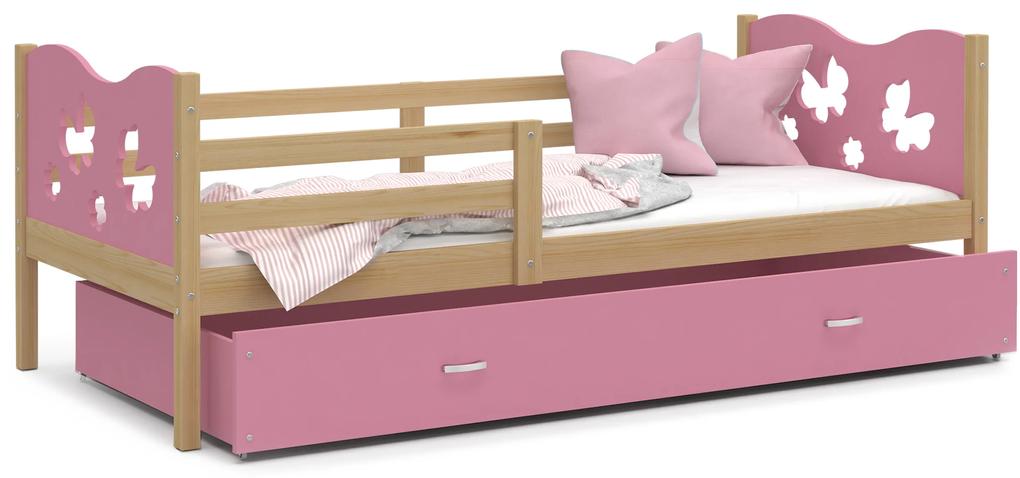 Dětská postel s výřezem a úložným prostorem 190 x 80 cm dřevěný rám