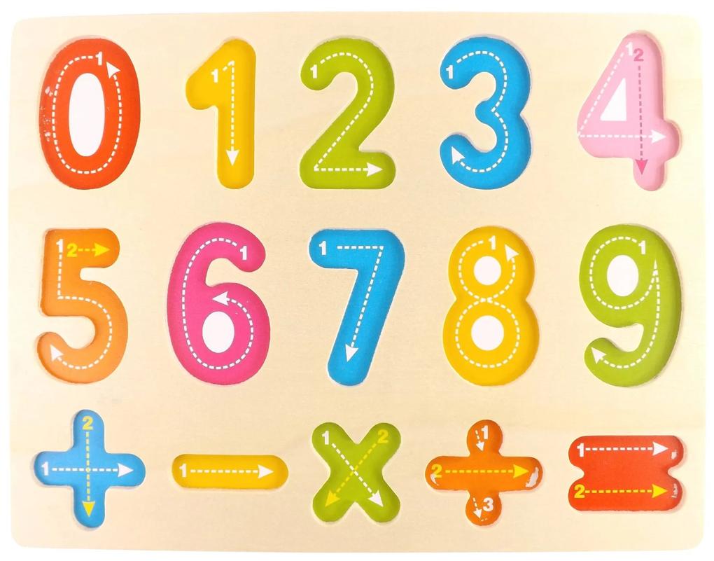 Puzzle dřevěné třídicí bloky čísel barvy 1003