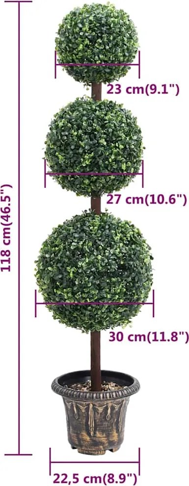 Umělý zimostráz ve tvaru koule s květináčem zelený 118 cm 336511