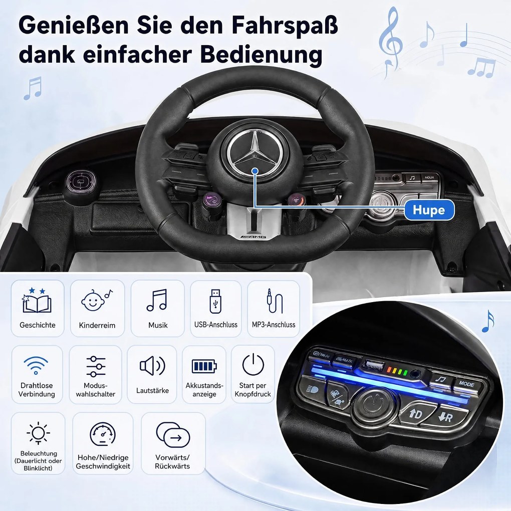 Costway Dětské elektrické autíčko 12 V Mercedes-AMG dětské auto s LED světly