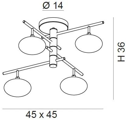 Metal Lux 260.344.02 Dolce, stropní svítidlo 4xG9, chrom/bílé sklo, 45x45cm