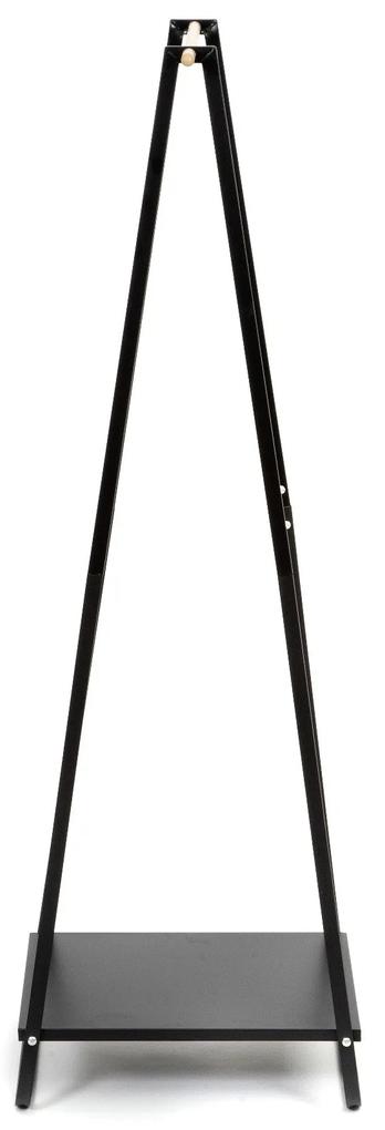 Compactor Nora Black kovový stojan na šaty s kovovou policí na boty, 52 x 47 x 140 cm