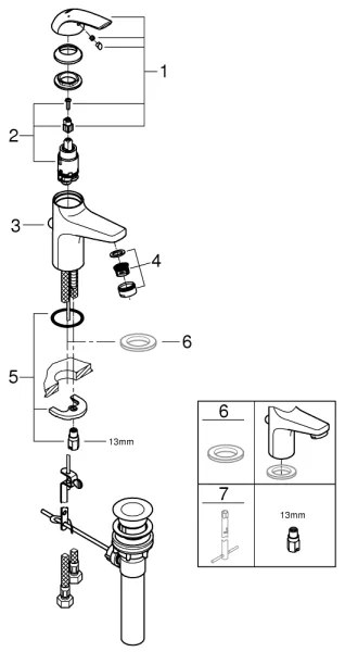 GROHE 32805000 - Umyvadlová baterie BAUCURVE DN 15 lesklý chrom