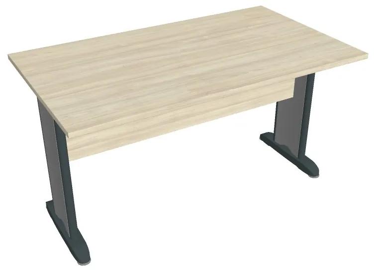 Stůl jednací rovný 140 cm - Hobis Cross CJ 1400 Dekor stolové desky: akát, Dekor lamino podnože: akát, Barva nohou: černá