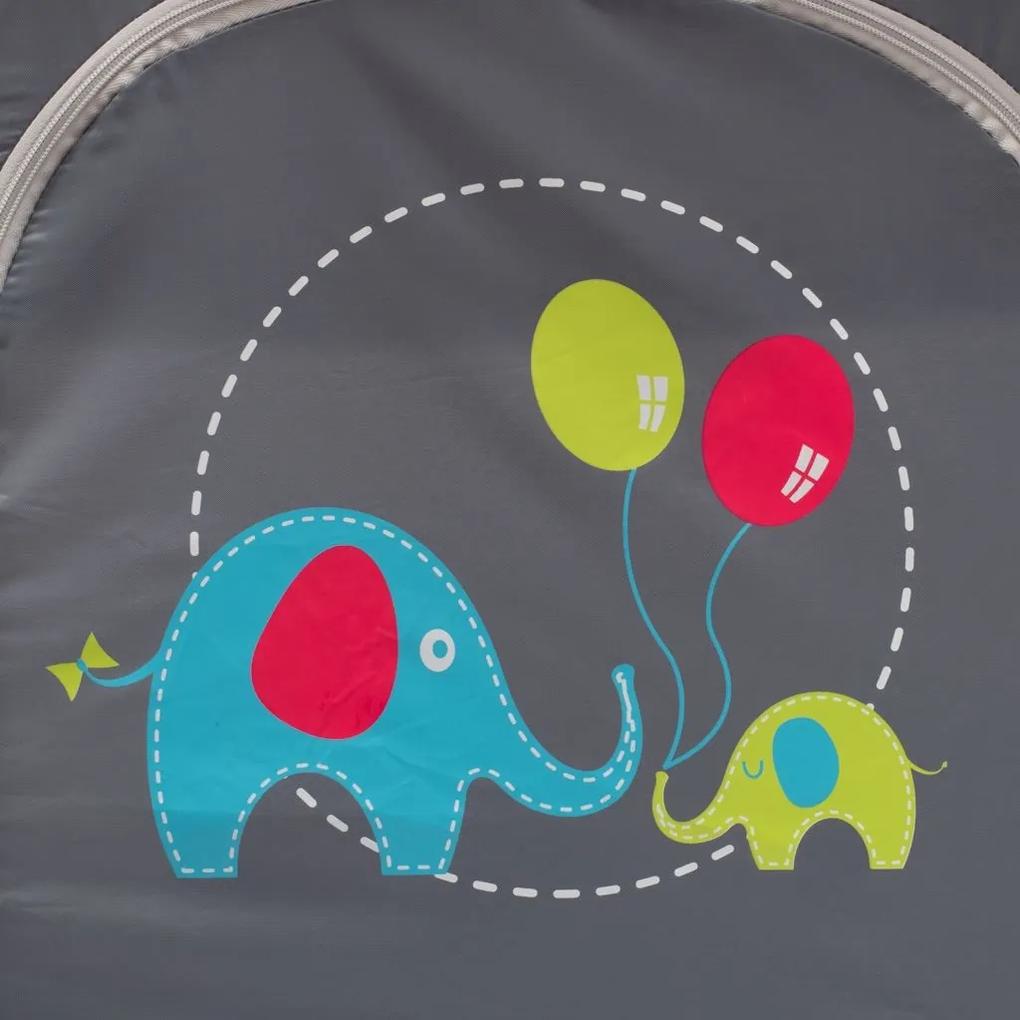 BABY MIX Dětská cestovní postýlka se závěsným lůžkem Baby Mix Sloni šedá