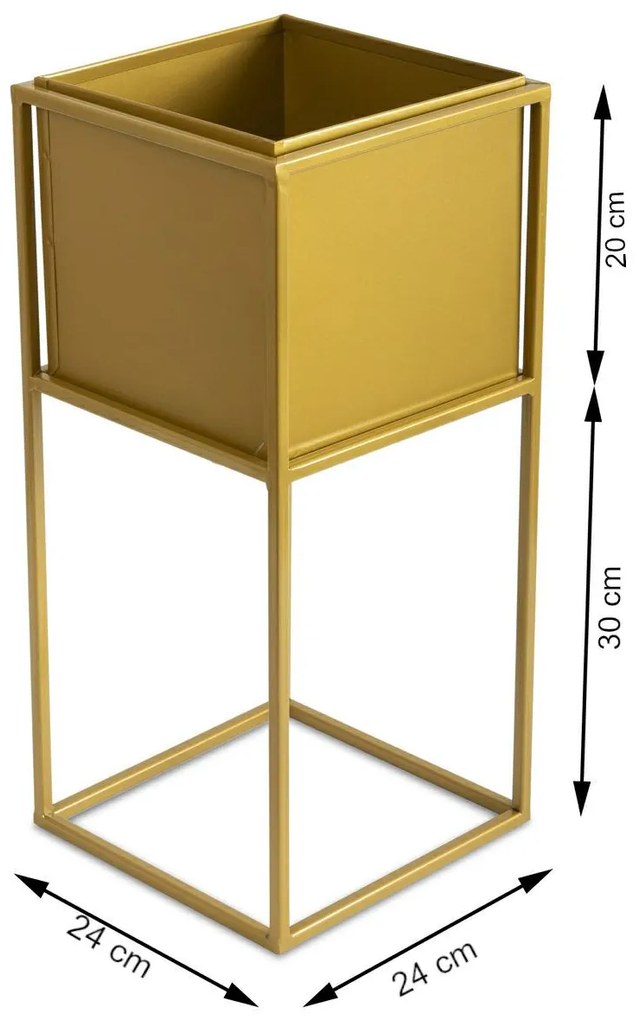 KOVOVÝ KVĚTINÁČ SE STOJÁNEM PLAIN 50X24 CM ZLATÁ