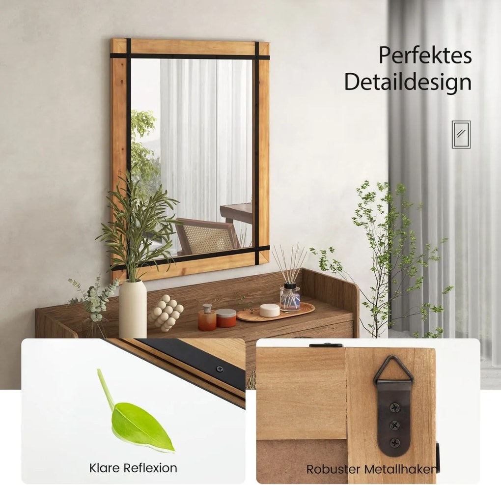 Costway Dekorativní závěsné zrcadlo na zeď Farmhouse Styl – 77 × 99,5 cm