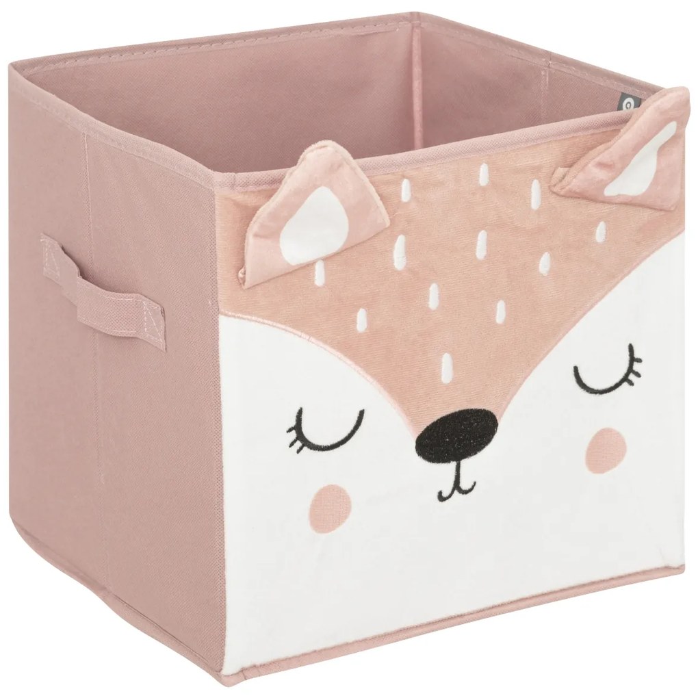 Úložný box Deer, 29x29x29 cm, bílá/růžová Biano.cz