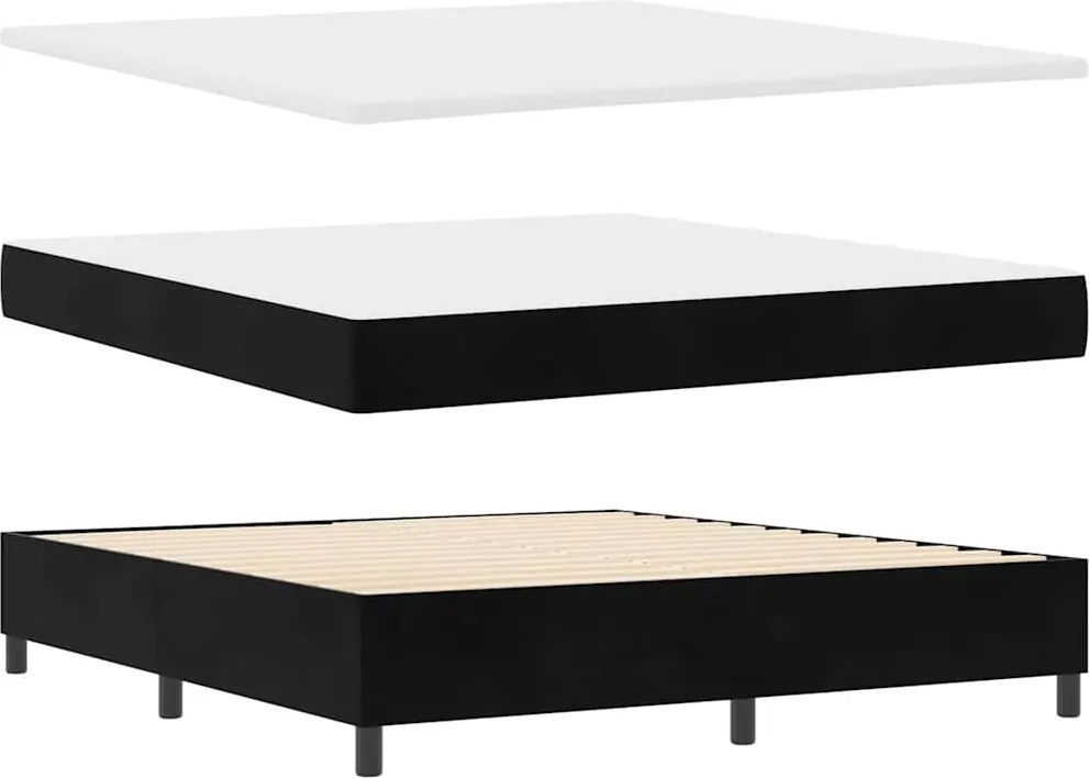 Postel s boxspringem s matrací s čelo Černá 180 x 200 cm samet 3341968