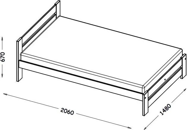 Postel z masivu borovice MARIKA - 200x140 cm - přírodní