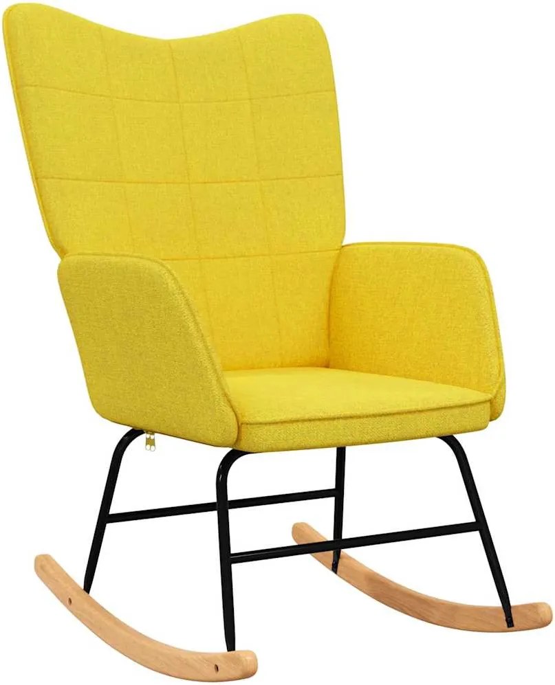 Houpací křeslo se stoličkou hořčicově žluté textil 328025