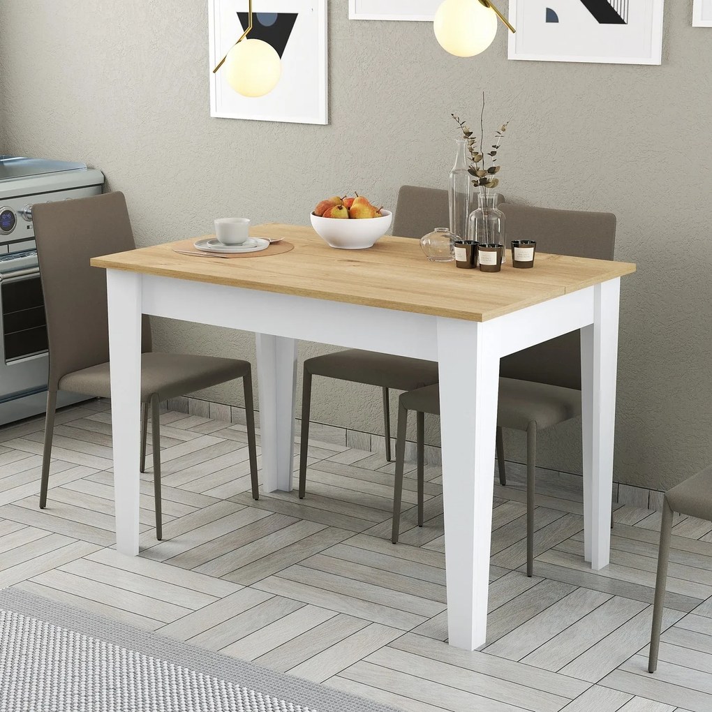 Hanah Home Kuchyňský jídelní stůl Kiev 512 - White, Dub, Bílá, Dub