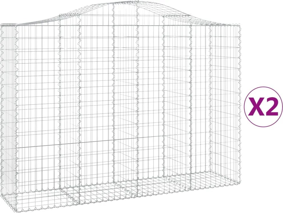Klenuté gabionové koše 2 ks 200x50x140/160cm pozinkované železo 3145682