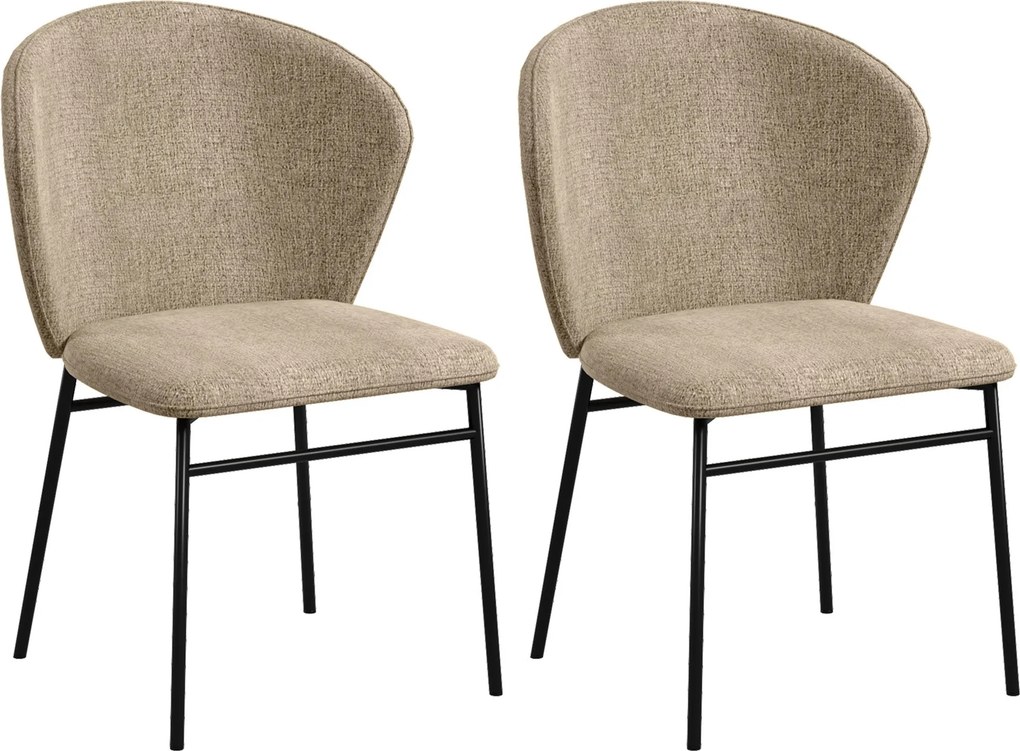 HOMCOM Sada 2 jídelních židlí, kuchyňská židle, čalouněné sedadlo v látce s vzhledem lnu, stabilní ocelové nohy, moderní design, světle hnědá