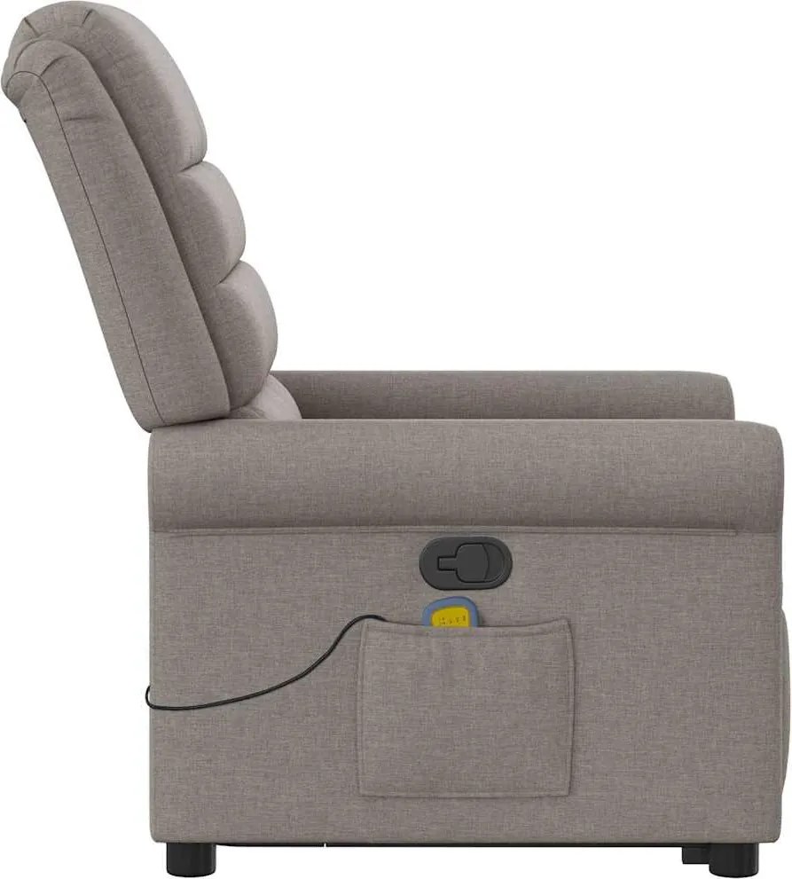 Zvedací masážní polohovací křeslo taupe textil 3303331