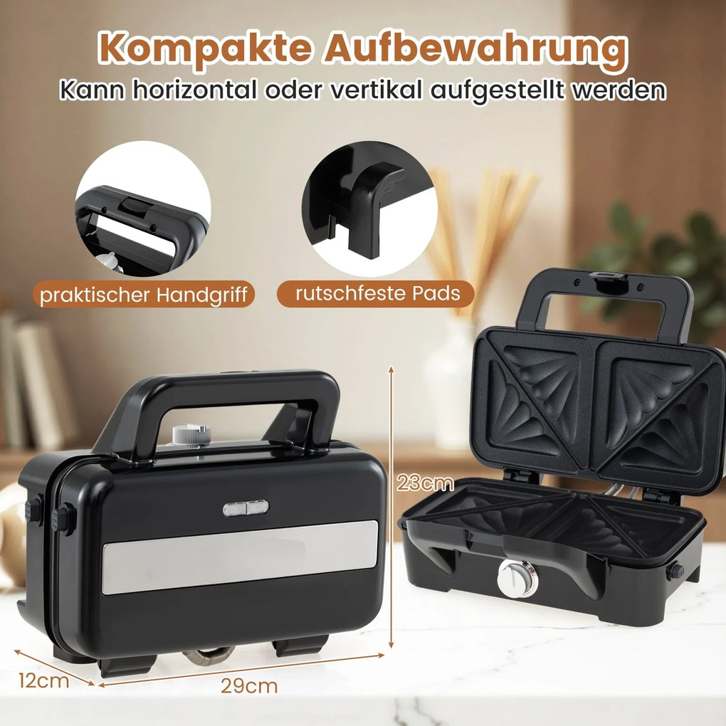 Costway 3-in-1 Vaflovač a lis na panini a sendvičovač Přenosný elektrický