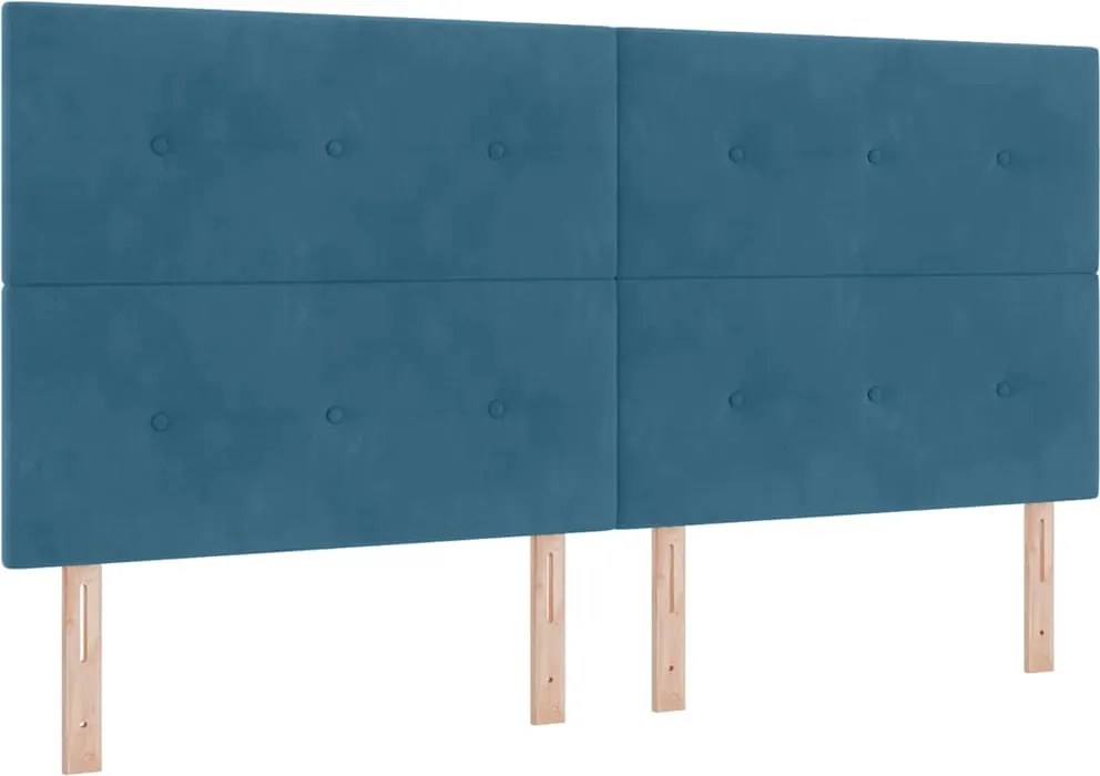 Postel s boxspringem s čelo Tmavě modrá 200 x 200 cm samet 3339858
