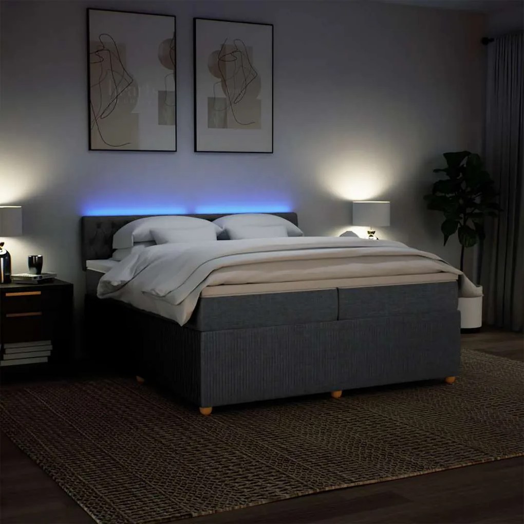 Box spring postel s matrací tmavě šedá 200x200 cm textil 3289871