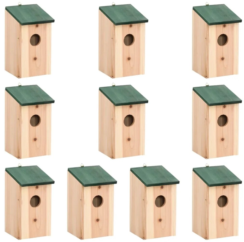 Ptačí budky 10 ks masivní jedlové dřevo 12 x 12 x 22 cm 314815