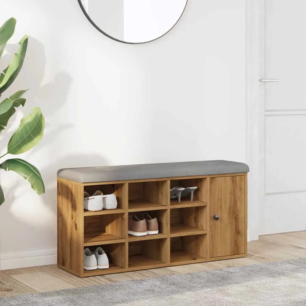 vidaXL Lavice s botníkem dub artisan 102x32x50 cm Engineered Wood