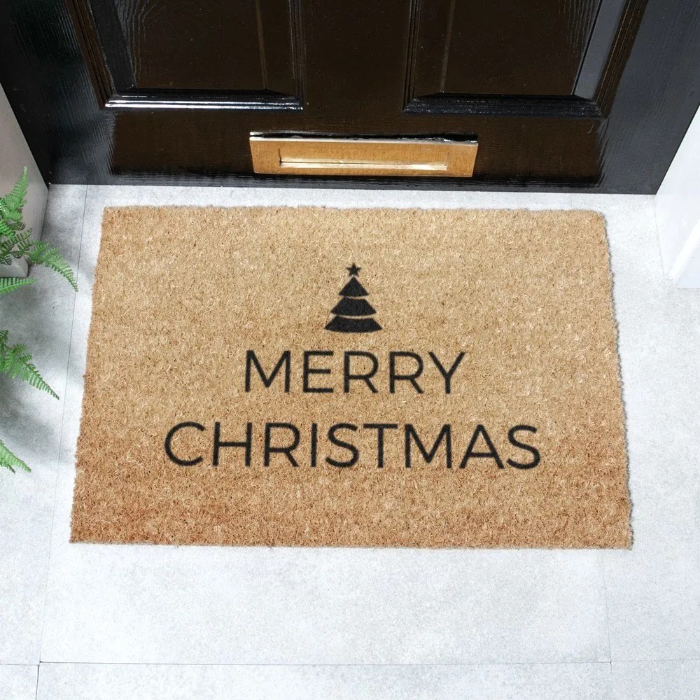 Rohožka s vánočním motivem z kokosového vlákna 40x60 cm Merry Christmas – Artsy Doormats