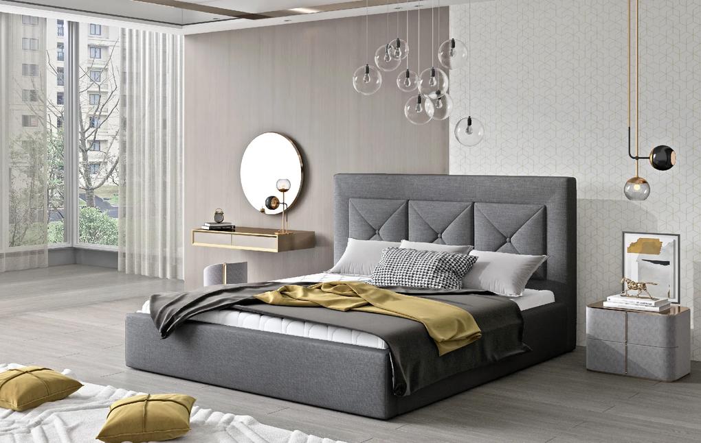Eltap Čalouněná postel Cloe s úložným prostorem Materiál a barva potahu: Sawana 14 - černá, Rozměry (cm): 200x200